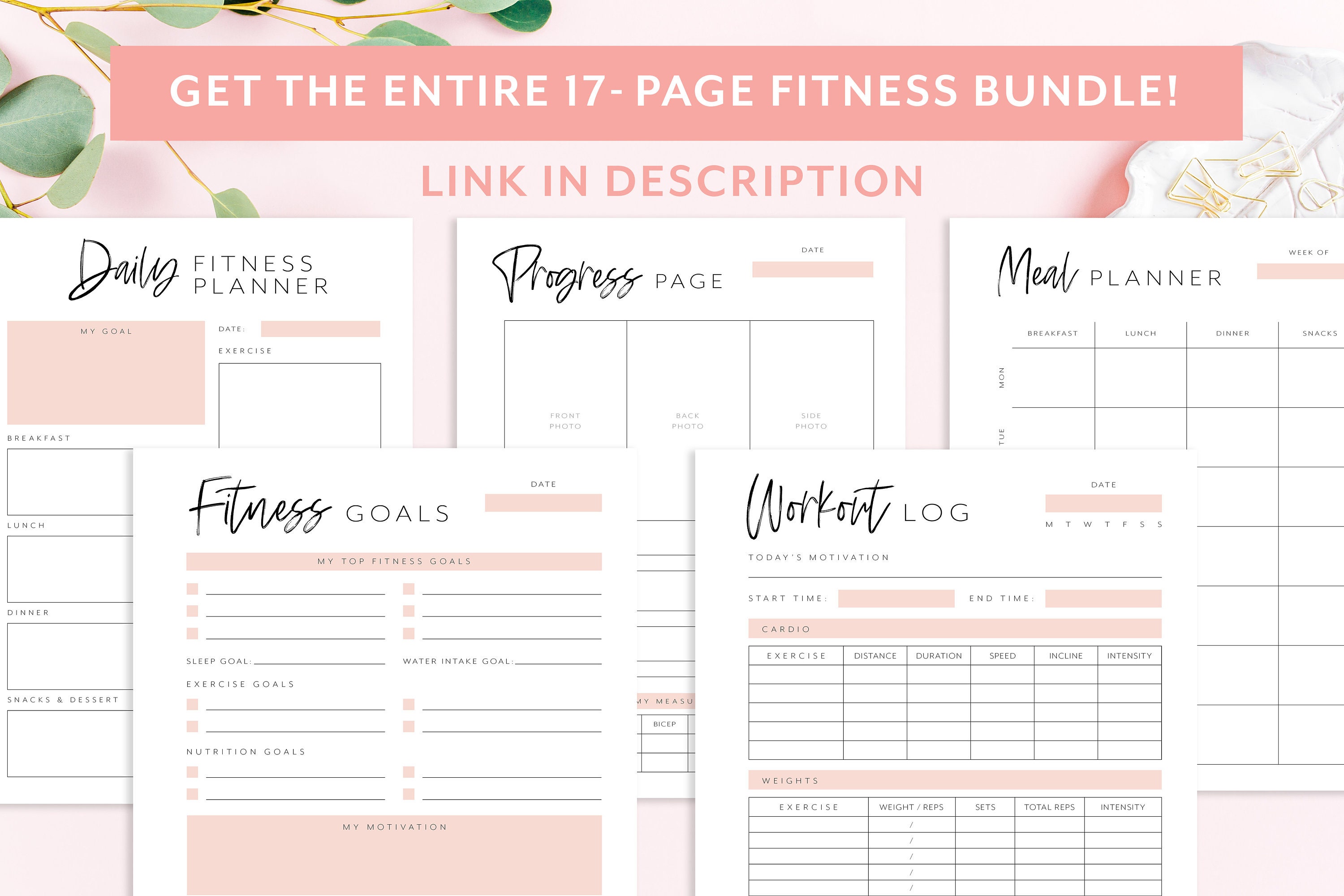 Fitness Goals Planner Page Fitness Planner Printable Health | Etsy