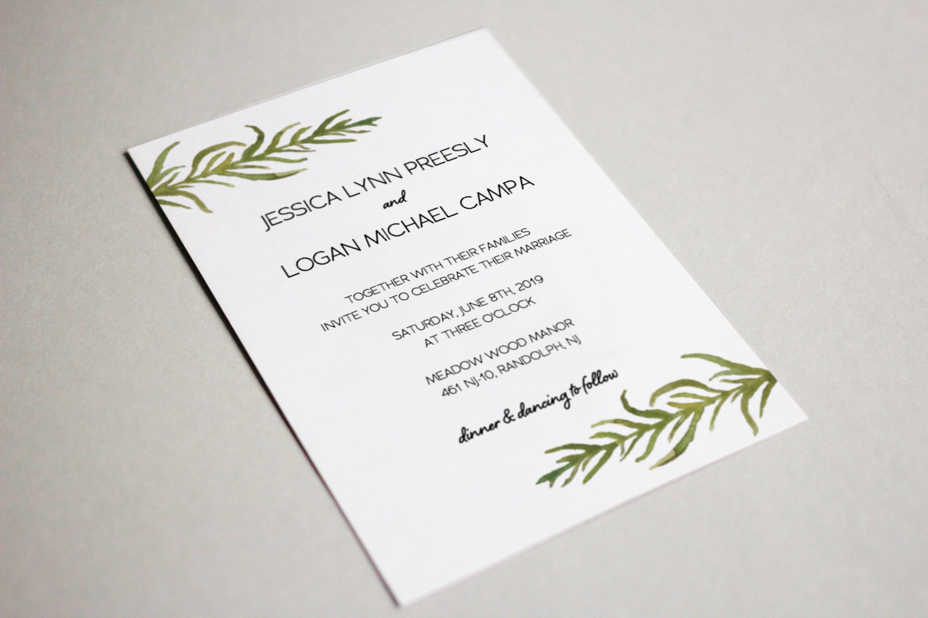 Greenery Wedding Invitation Set Rustic Wedding Invitations | Etsy