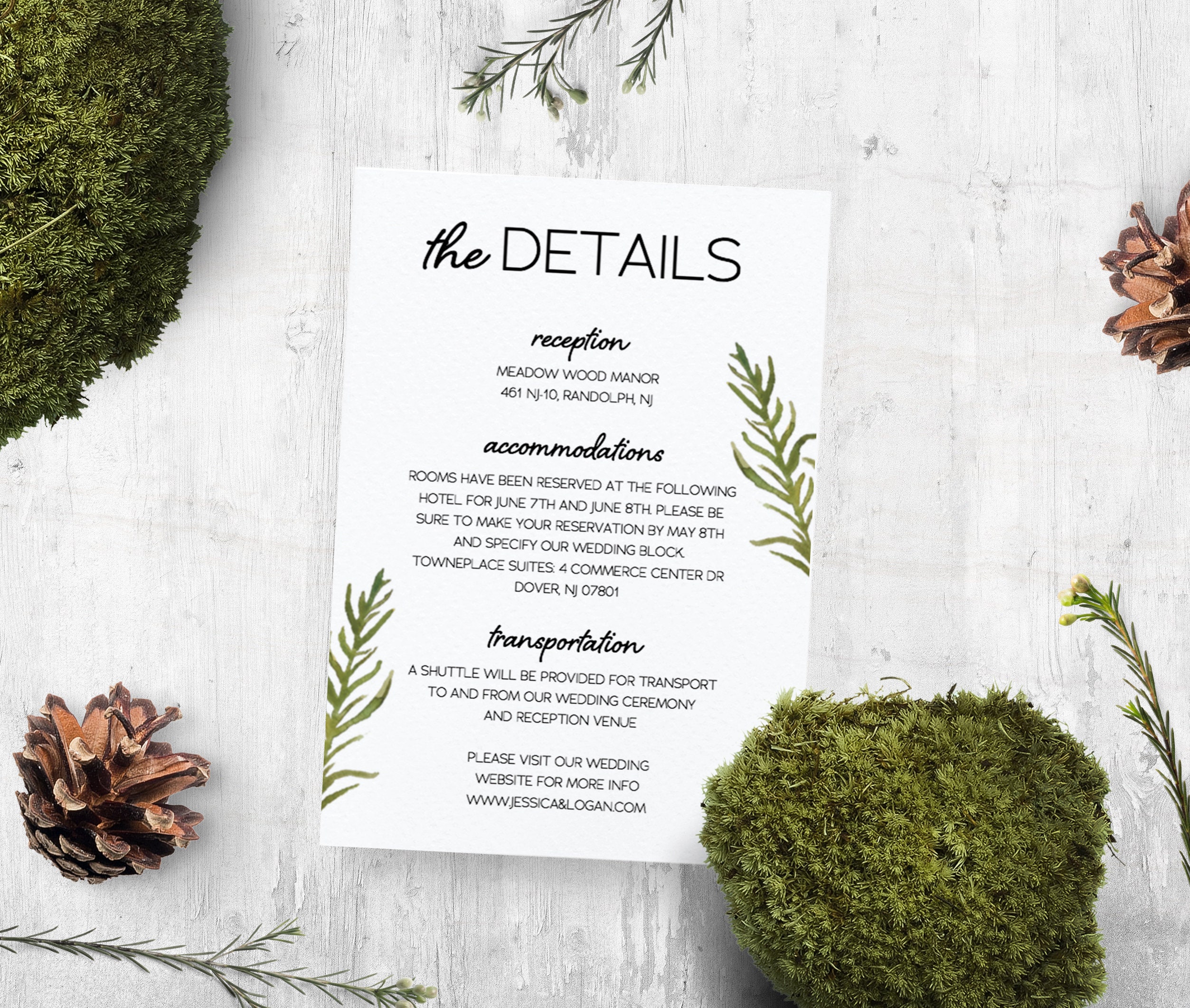 Greenery Wedding Invitation Set Rustic Wedding Invitations | Etsy