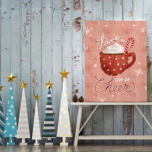 Printable Christmas Wall Art Cup of Cheer Wall Art Holiday - Etsy