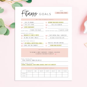 Fitness Goals Planner Page, Fitness Planner Printable, Health and ...