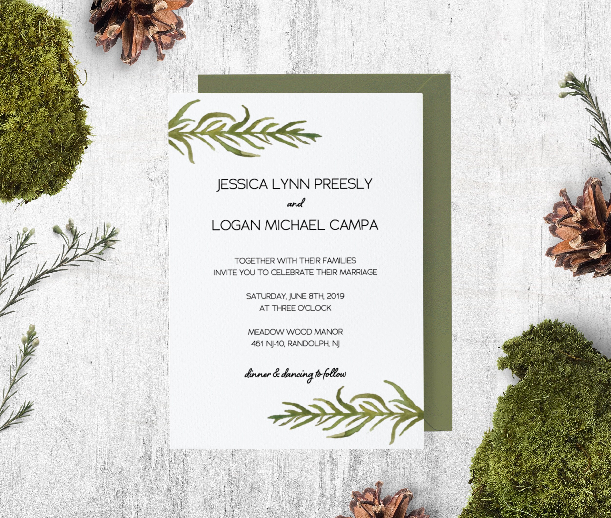 Greenery Wedding Invitation Set Rustic Wedding Invitations | Etsy