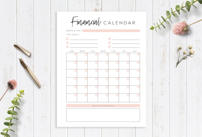Financial Calendar Printable Planner Page Finance Planner - Etsy