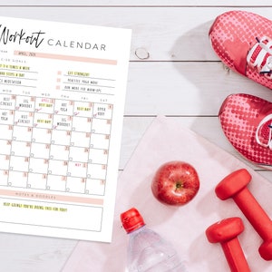 Monthly Workout Calendar Planner Page, Monthly Workout Tracker ...