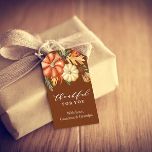 PRINTABLE Thanksgiving Gift Tags, Editable Favor Tag, Brown ...