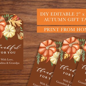 PRINTABLE Thanksgiving Gift Tags, Editable Favor Tag, Brown ...