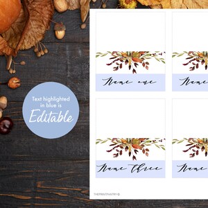 Thanksgiving Place Cards, Autumn Place Cards, Folded Tent Cards ...