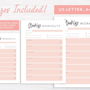 Weekly Workout Tracker Planner Page, Exercise Planner, Weekly Exercise ...