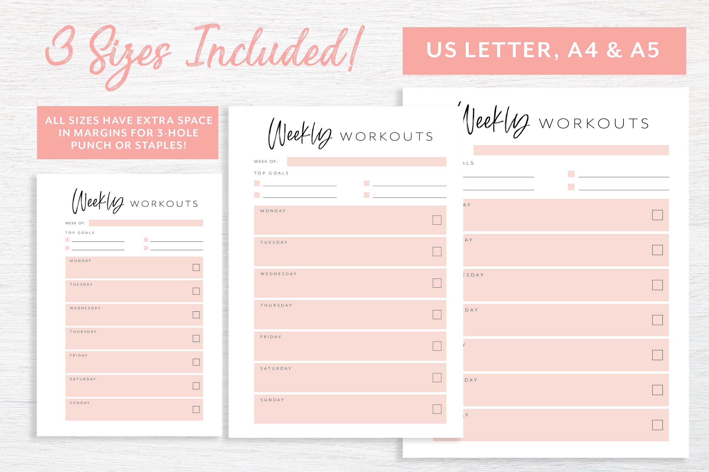 Weekly Workout Tracker Planner Page Exercise Planner Weekly - Etsy