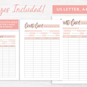 Credit Card Payment Tracker Printable Planner Page, Finance Planner ...