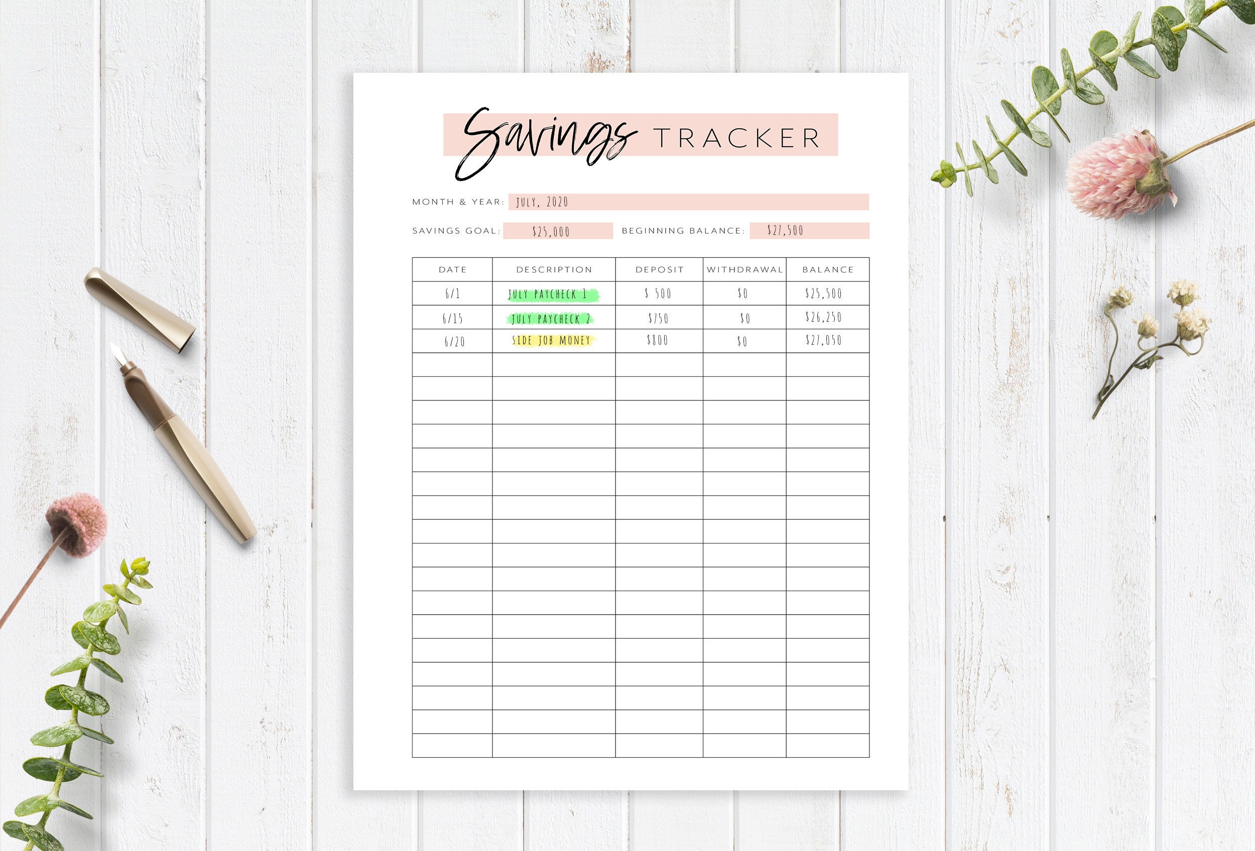 Savings Tracker Printable Planner Page Finance Planner Money | Etsy