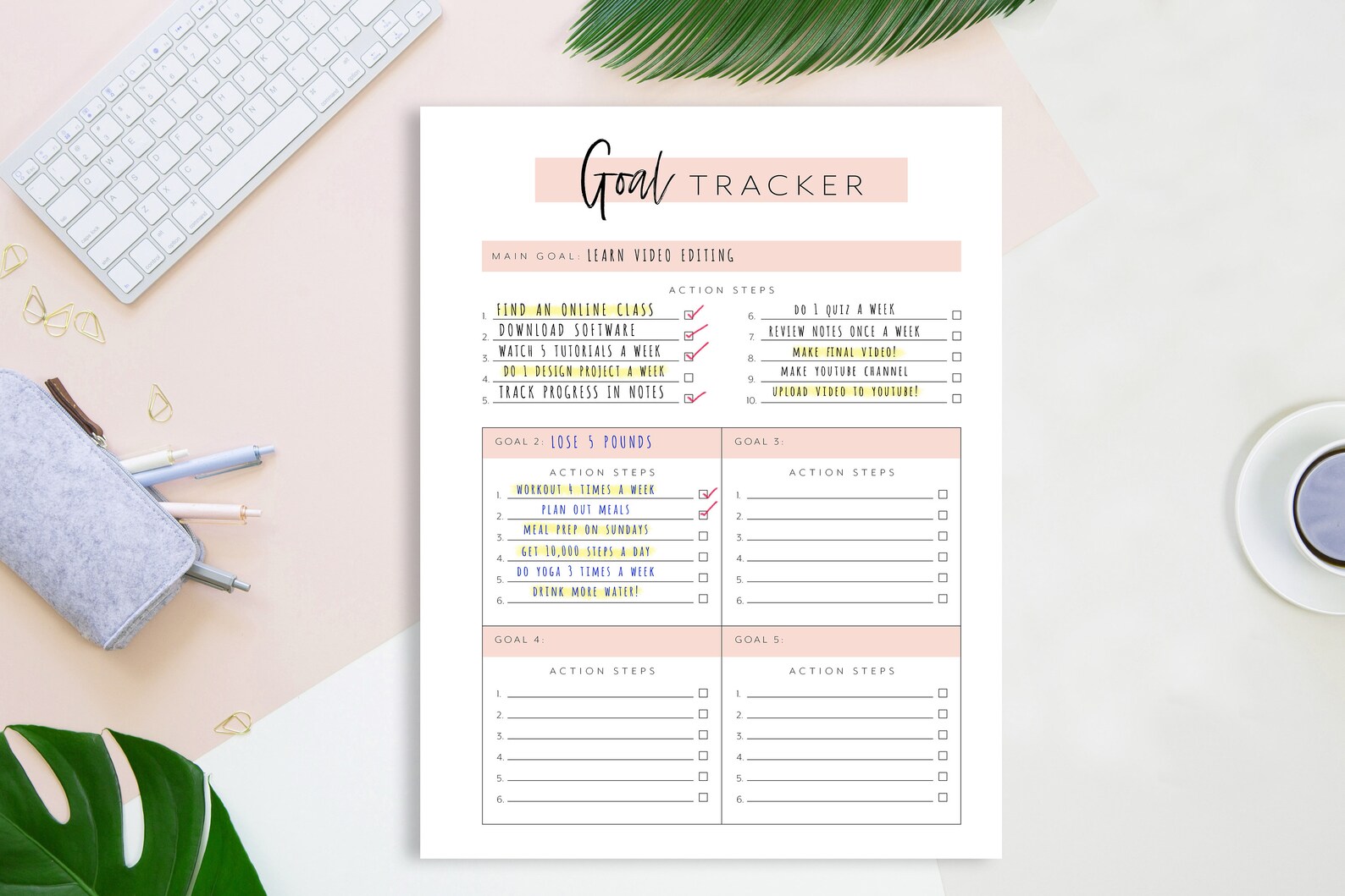 Goal Tracker Planner Page, Goal Tracker Printable, Productivity Planner ...