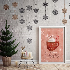 Printable Christmas Wall Art Cup of Cheer Wall Art Holiday - Etsy