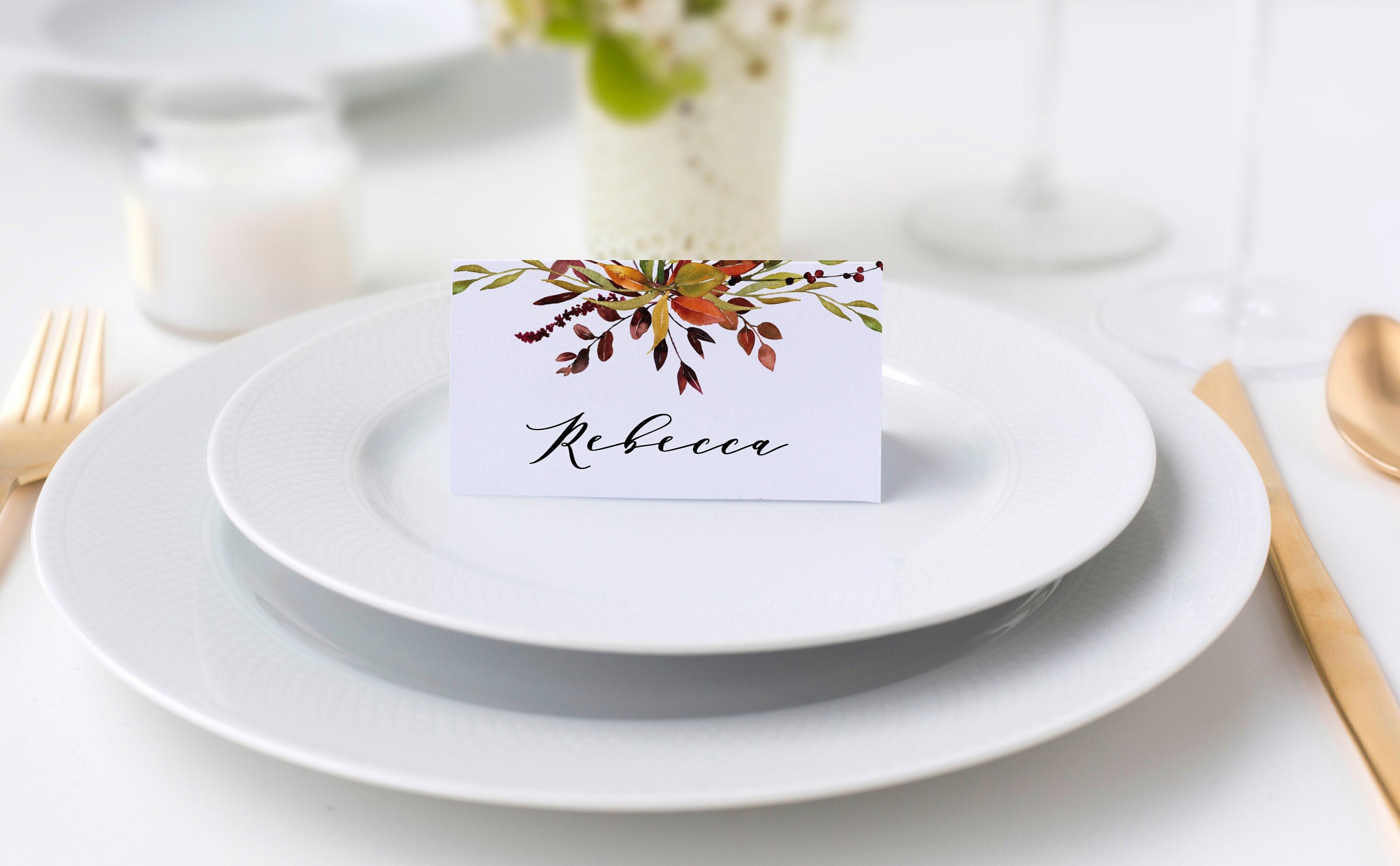 Thanksgiving Place Cards, Autumn Place Cards, Folded Tent Cards ...