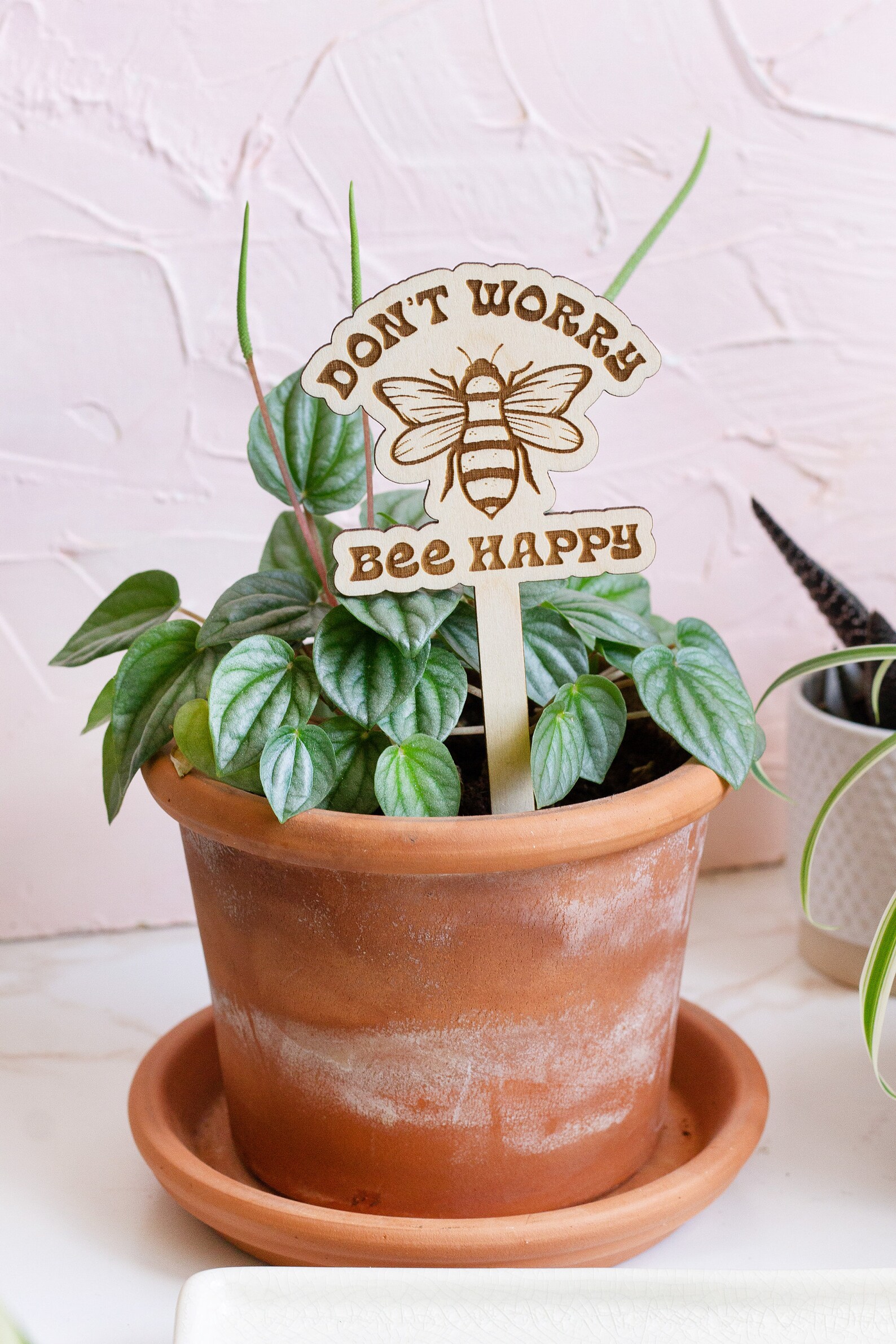 Don't Worry Bee Happy Plant Stake, Plant Markers, Garden Decor, Plant ...