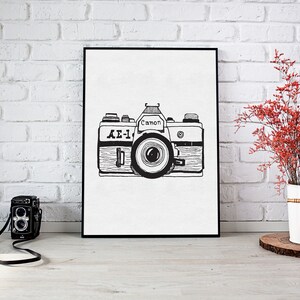Camera Art Print, Illustration Print, Photographer Gift, Photography ...