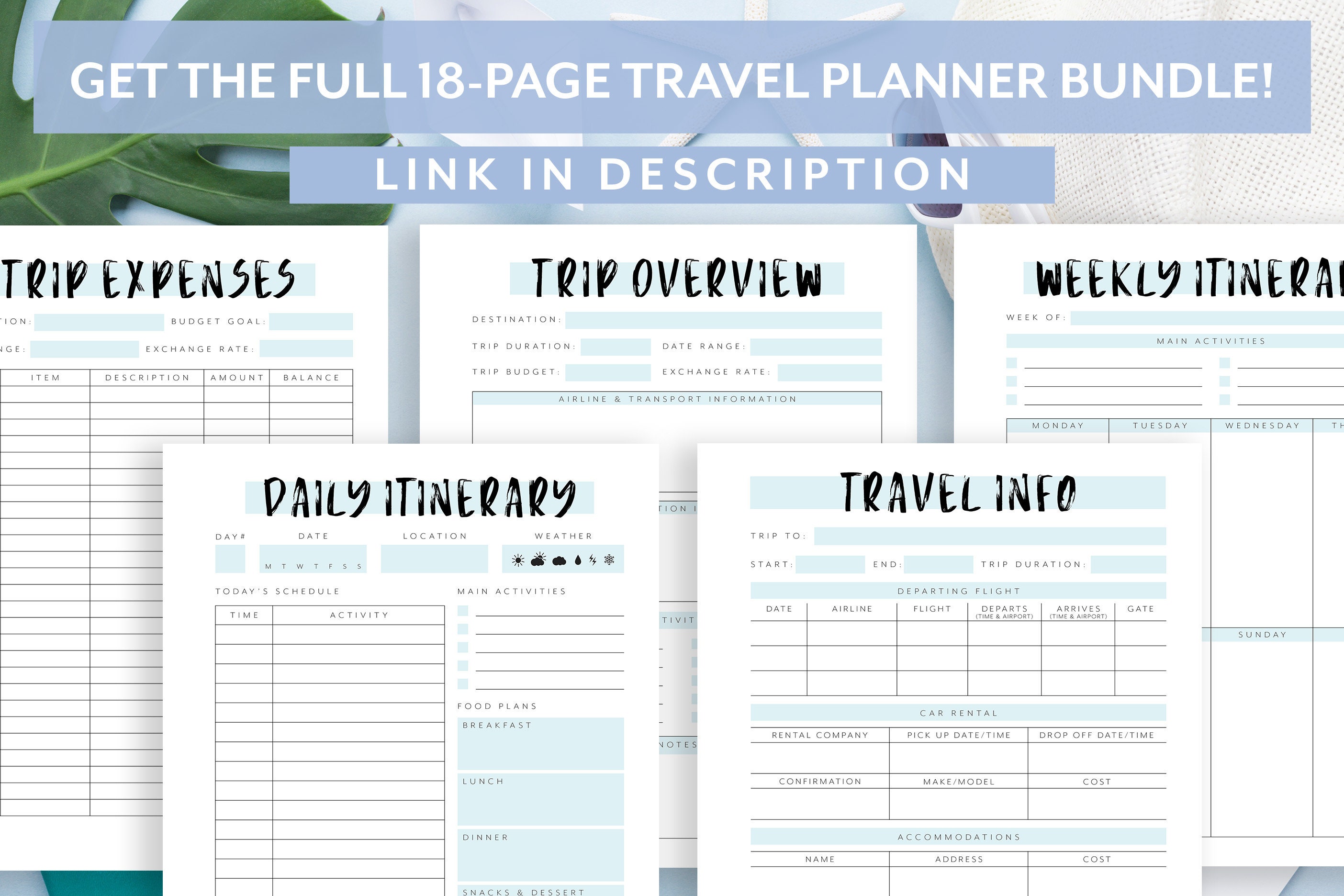 Travel Budget Planner Page Budget Tracker Travel Expenses - Etsy