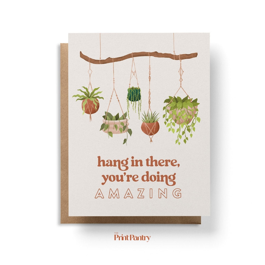 Hang in There Card, Sympathy Card, Thinking of You Card, Friendship ...