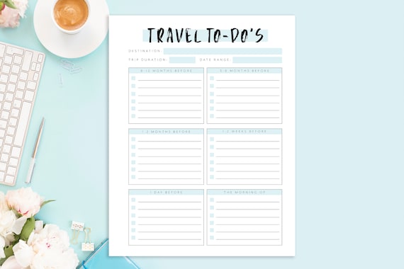 Travel To Do List To Do List Planner Page Travel Checklist | Etsy