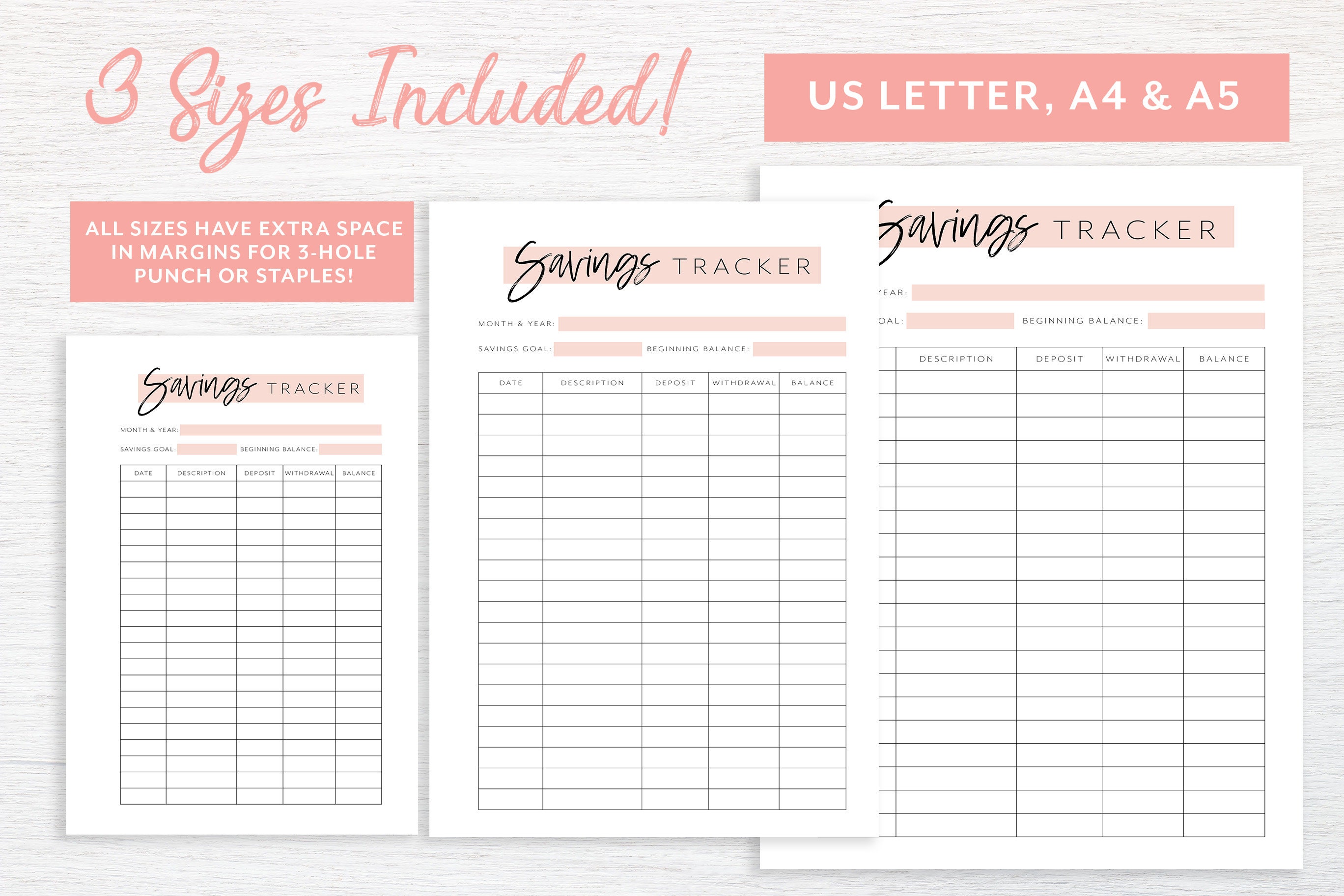 Savings Tracker Printable Planner Page Finance Planner Money | Etsy