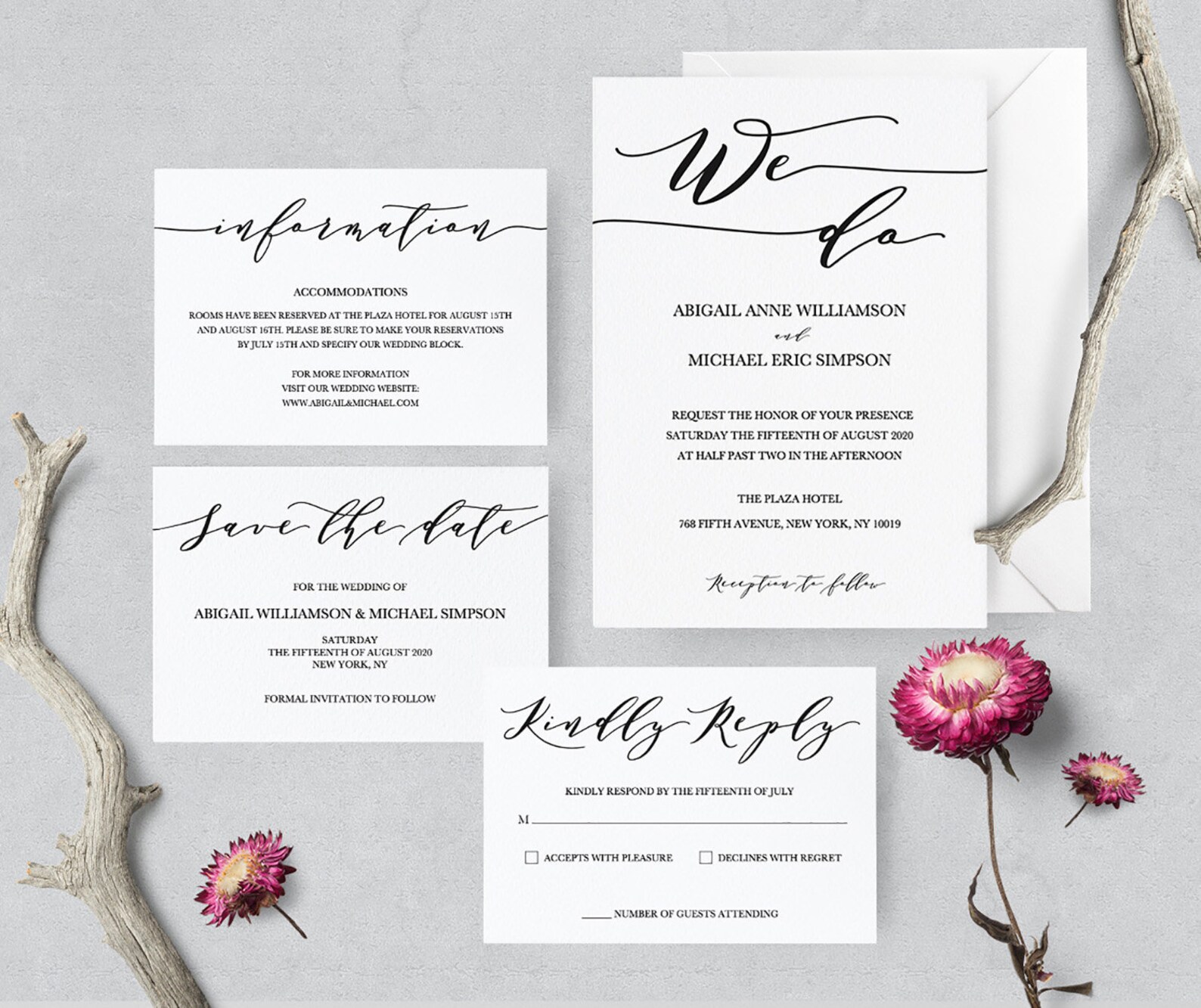 Wedding Invitation Set Printable Wedding Invitation Template | Etsy