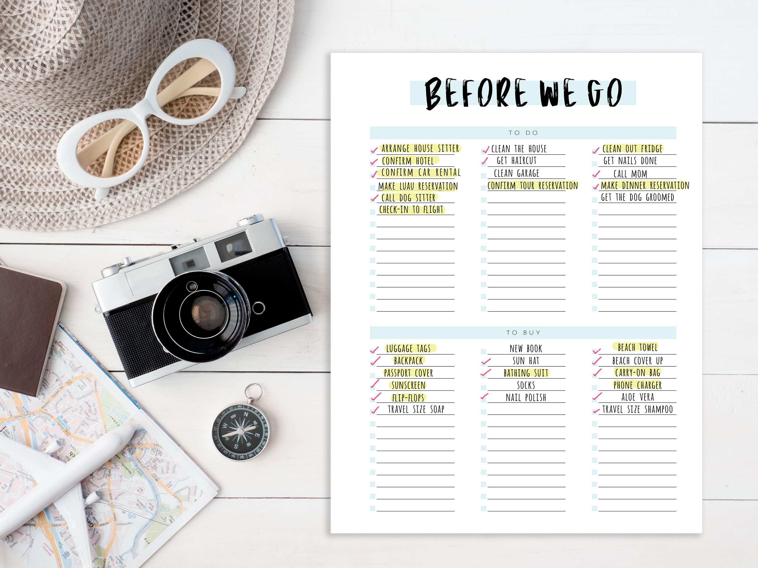 Travel Checklist Planner Page, Travel Planner Printable, Travel to Do ...