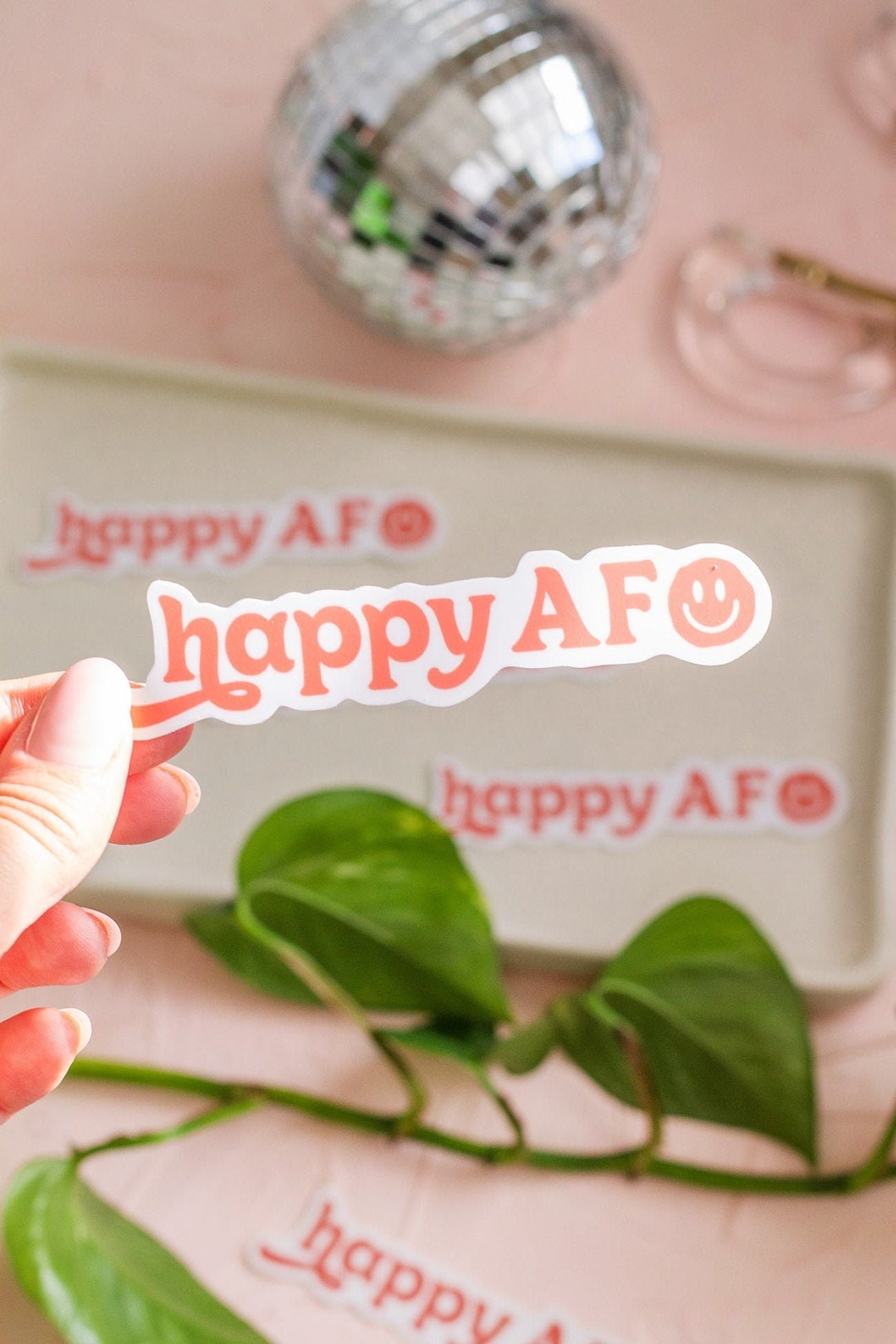 Happy Sticker, Happy AF Sticker, Funny Stickers, Quote Sticker, Mental ...