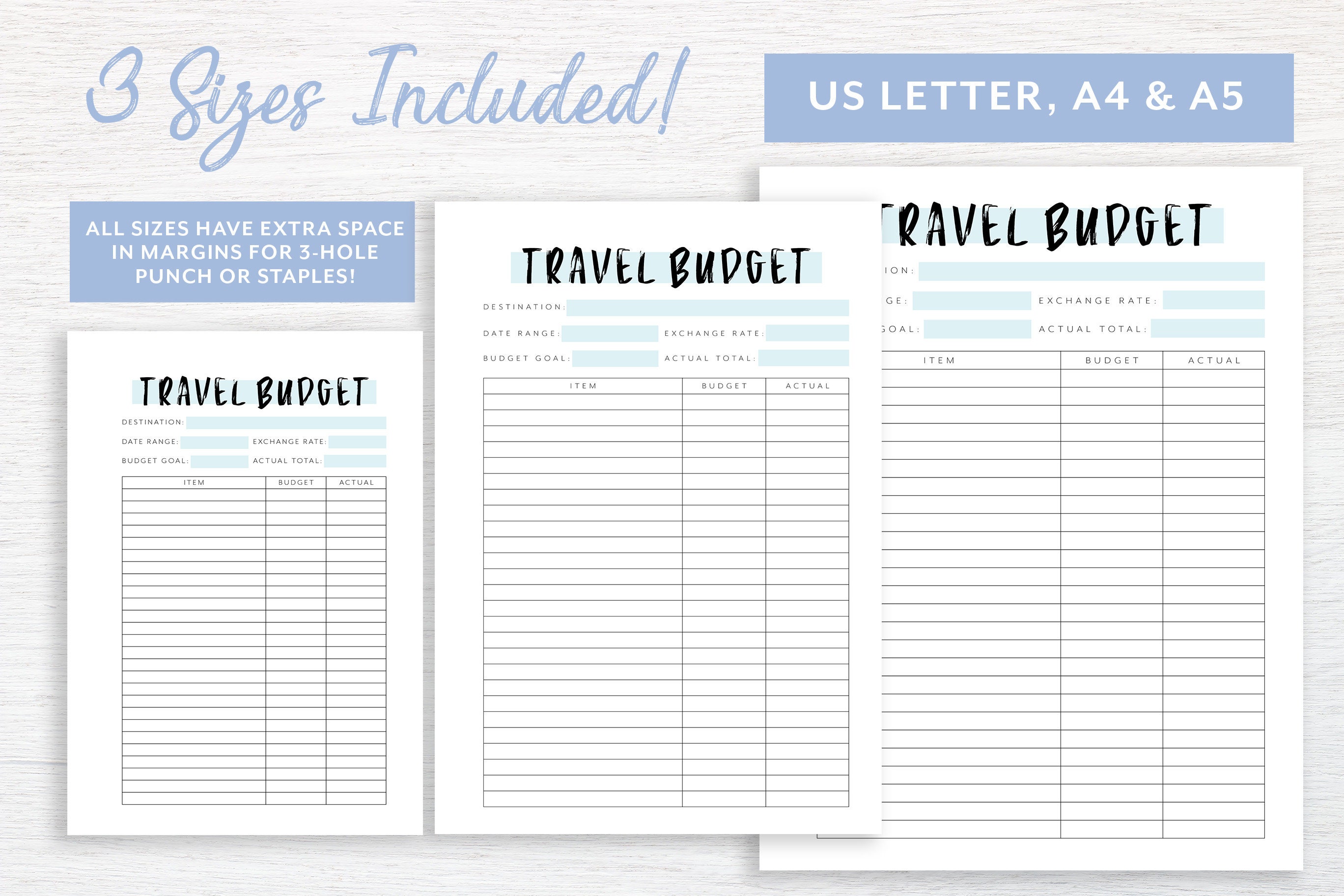 Travel Budget Planner Page Budget Tracker Travel Expenses | Etsy