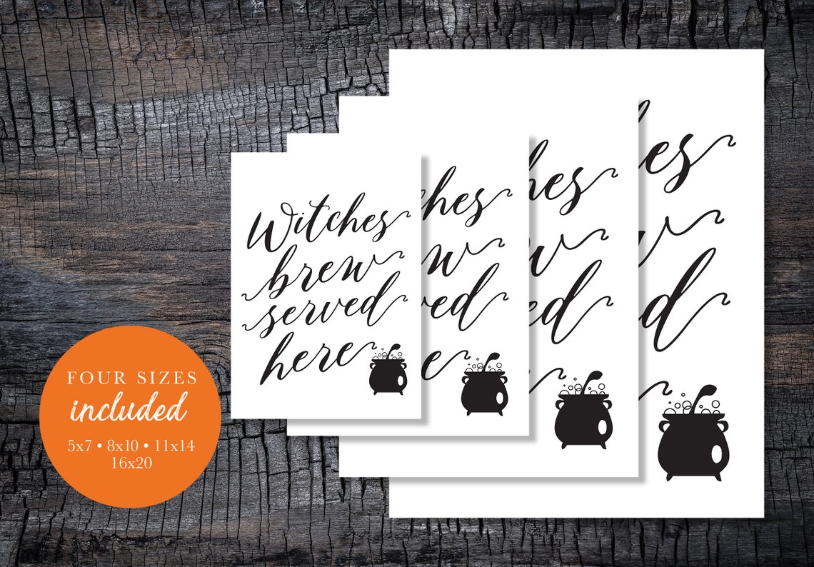 Witches Brew Sign, Halloween Printable Sign, Halloween Art Print, Fall ...