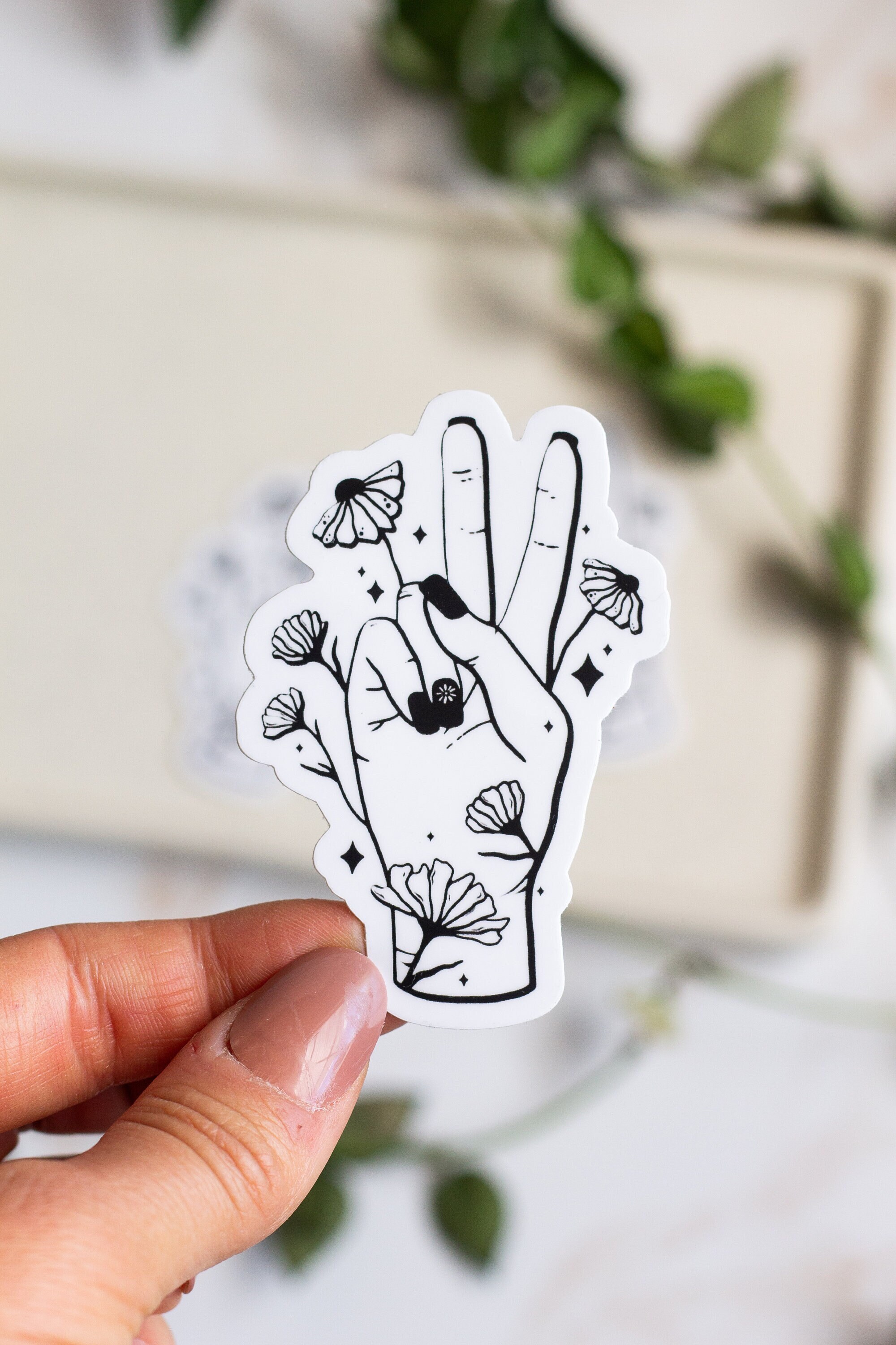 Floral Peace Sign Sticker, Weatherproof Sticker, Vinyl Laptop Sticker ...