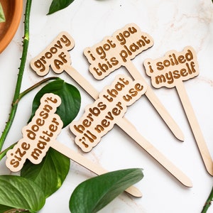 Retro Funny Plant Stakes, Plant Markers, Garden Stakes, Garden Decor ...