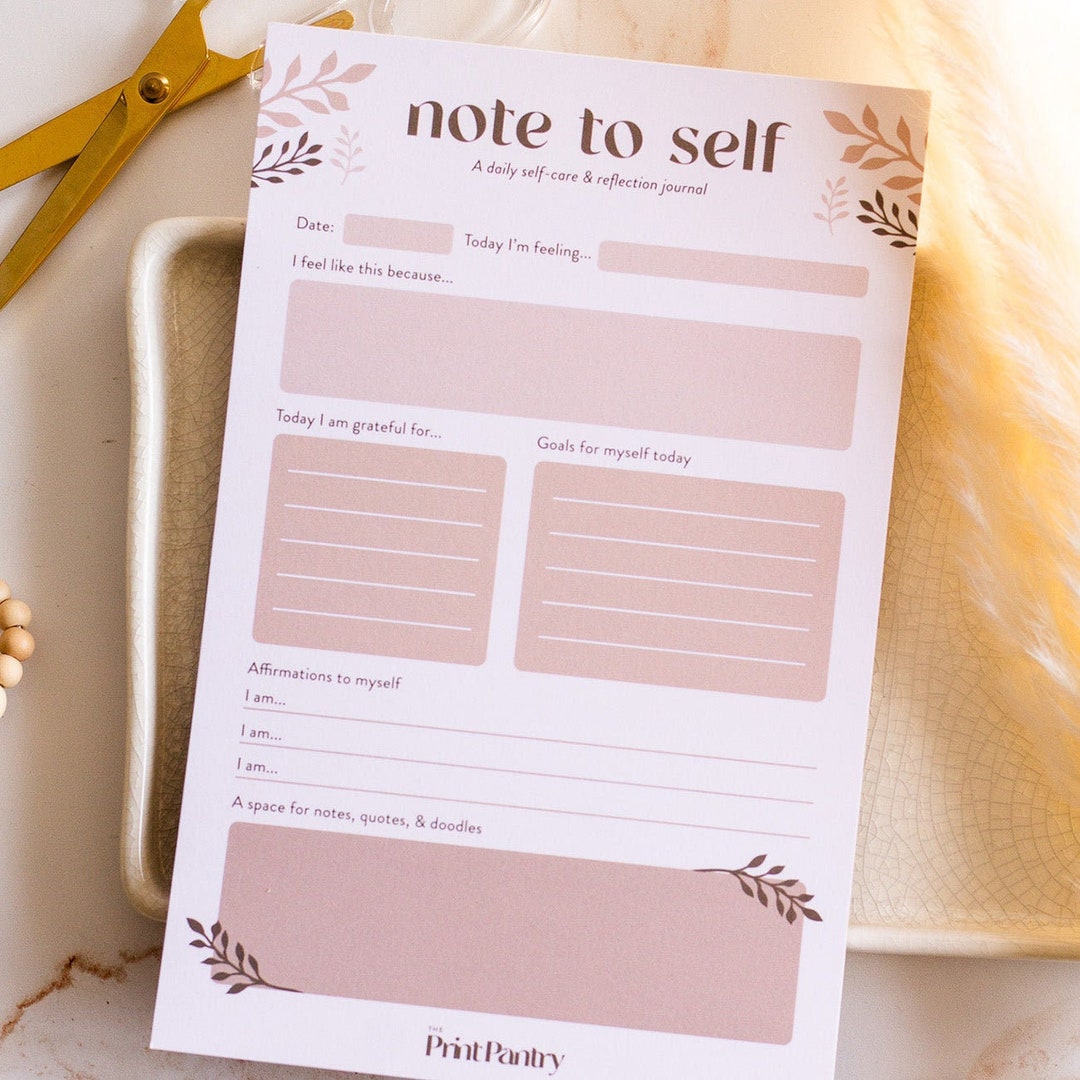 Note to Self Journal Notepad, Self Care Journal, Self Care Planner ...