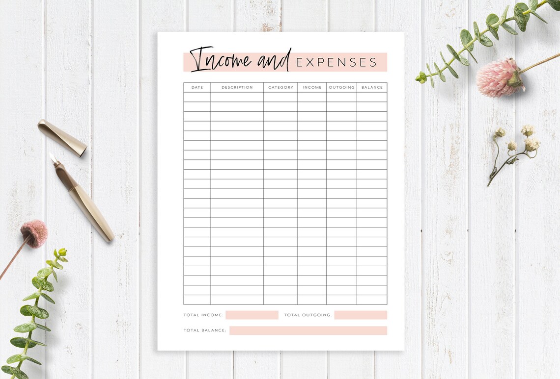 Income and Expenses Tracker Printable Planner Page Finance | Etsy