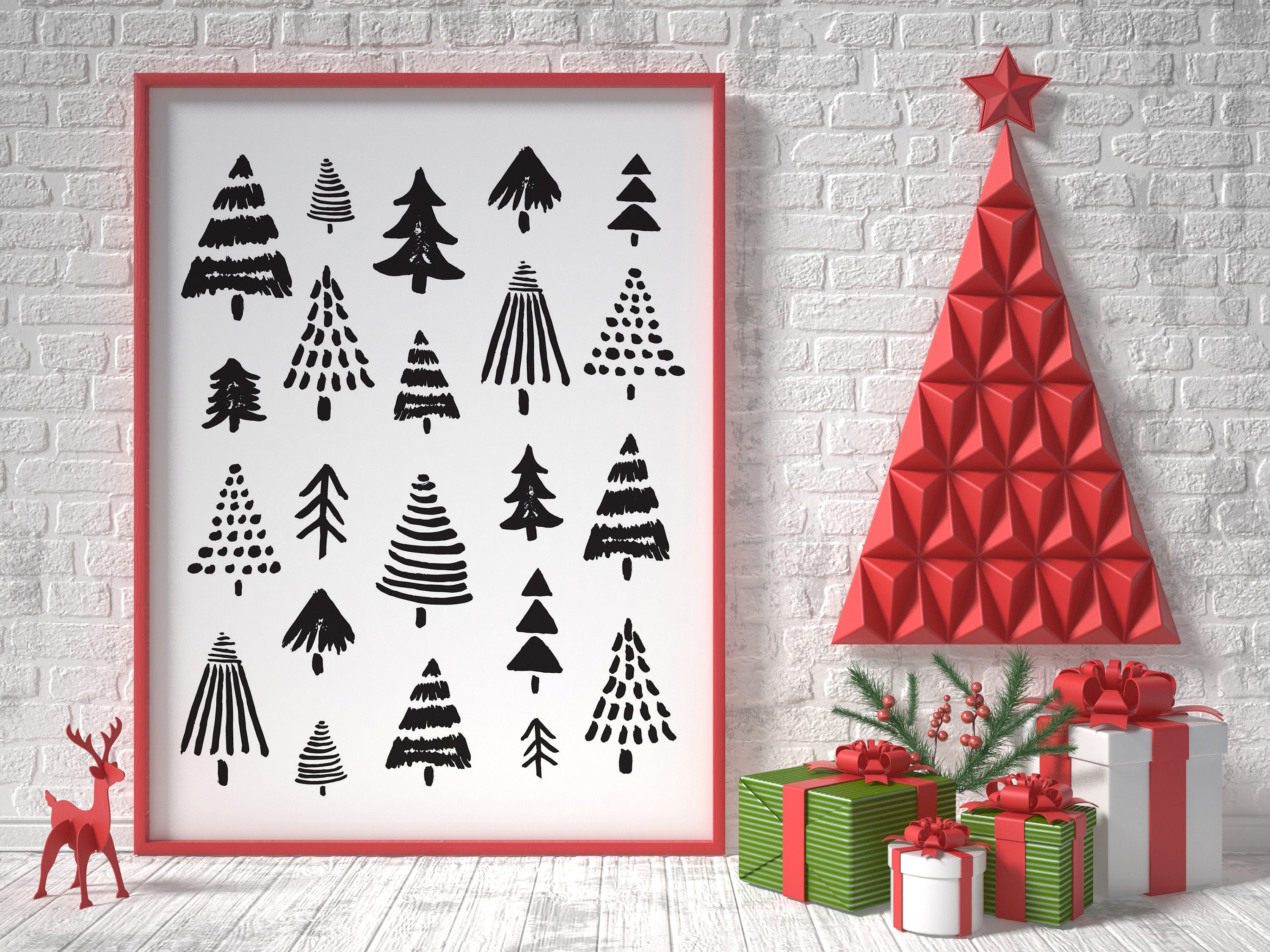 Christmas Tree Art Print Printable Christmas Sign Christmas | Etsy