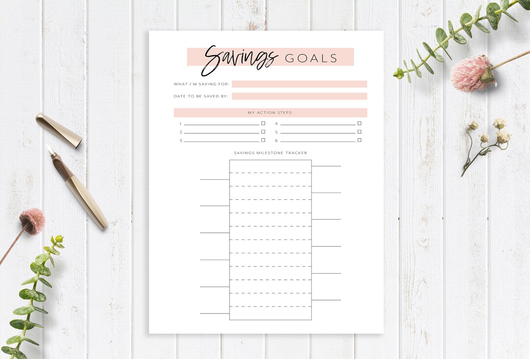 Savings Goals Printable Planner Page, Finance Planner, Money Saving ...