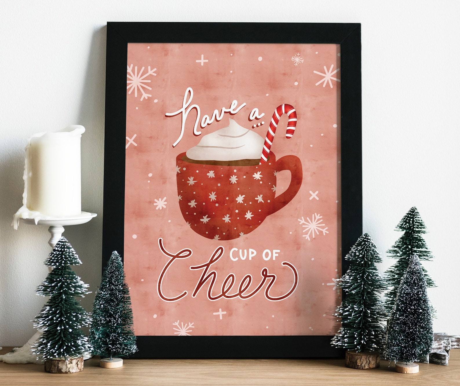 Printable Christmas Wall Art Cup of Cheer Wall Art Holiday - Etsy