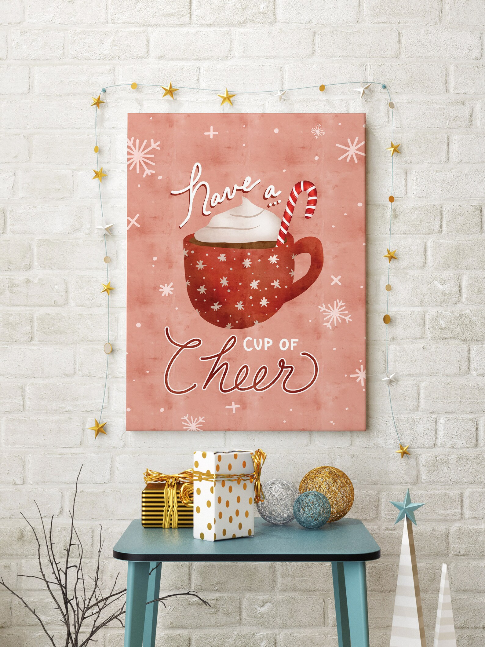 Printable Christmas Wall Art Cup of Cheer Wall Art Holiday - Etsy