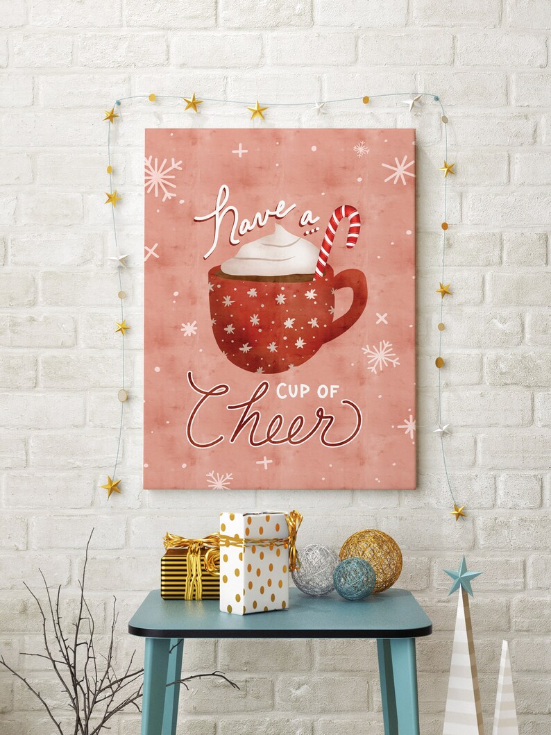 Printable Christmas Wall Art Cup of Cheer Wall Art Holiday - Etsy
