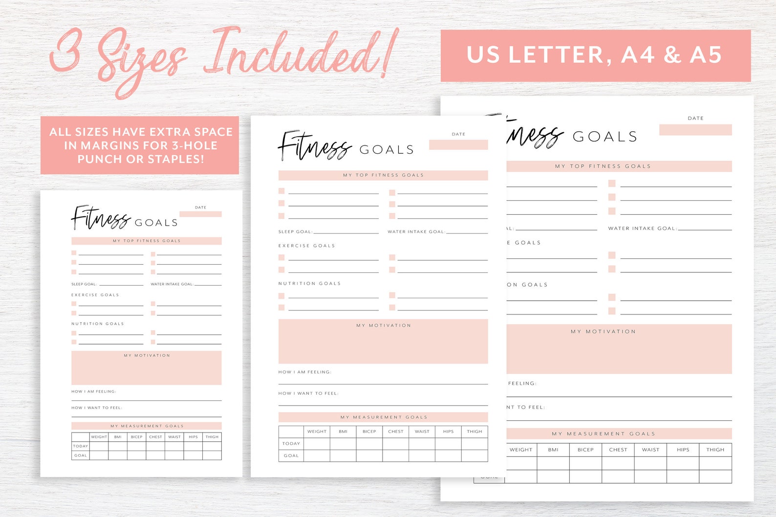 Fitness Goals Planner Page Fitness Planner Printable Health - Etsy