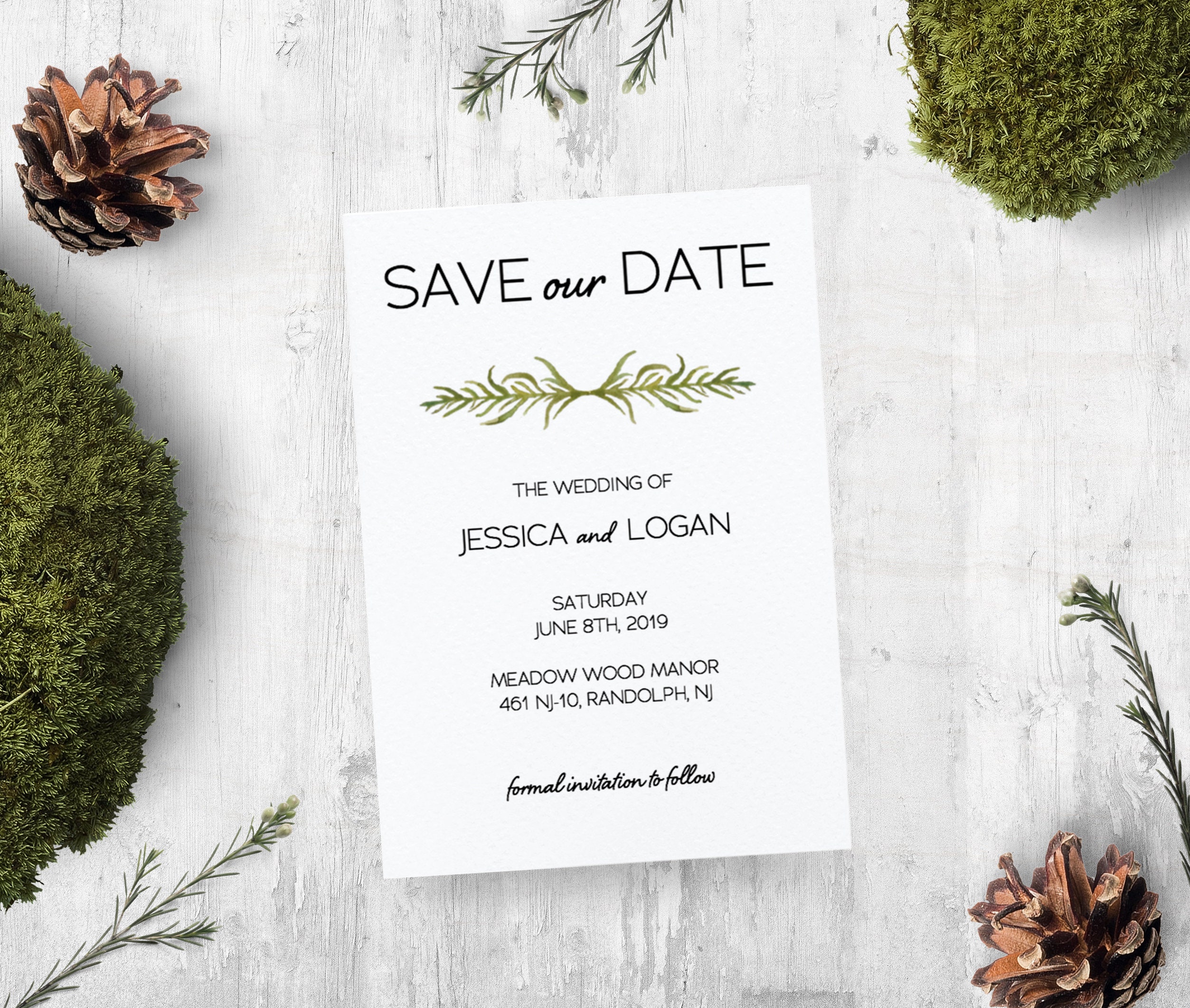 Greenery Wedding Invitation Set Rustic Wedding Invitations | Etsy