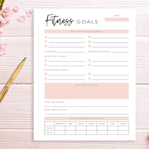 Fitness Goals Planner Page, Fitness Planner Printable, Health and ...