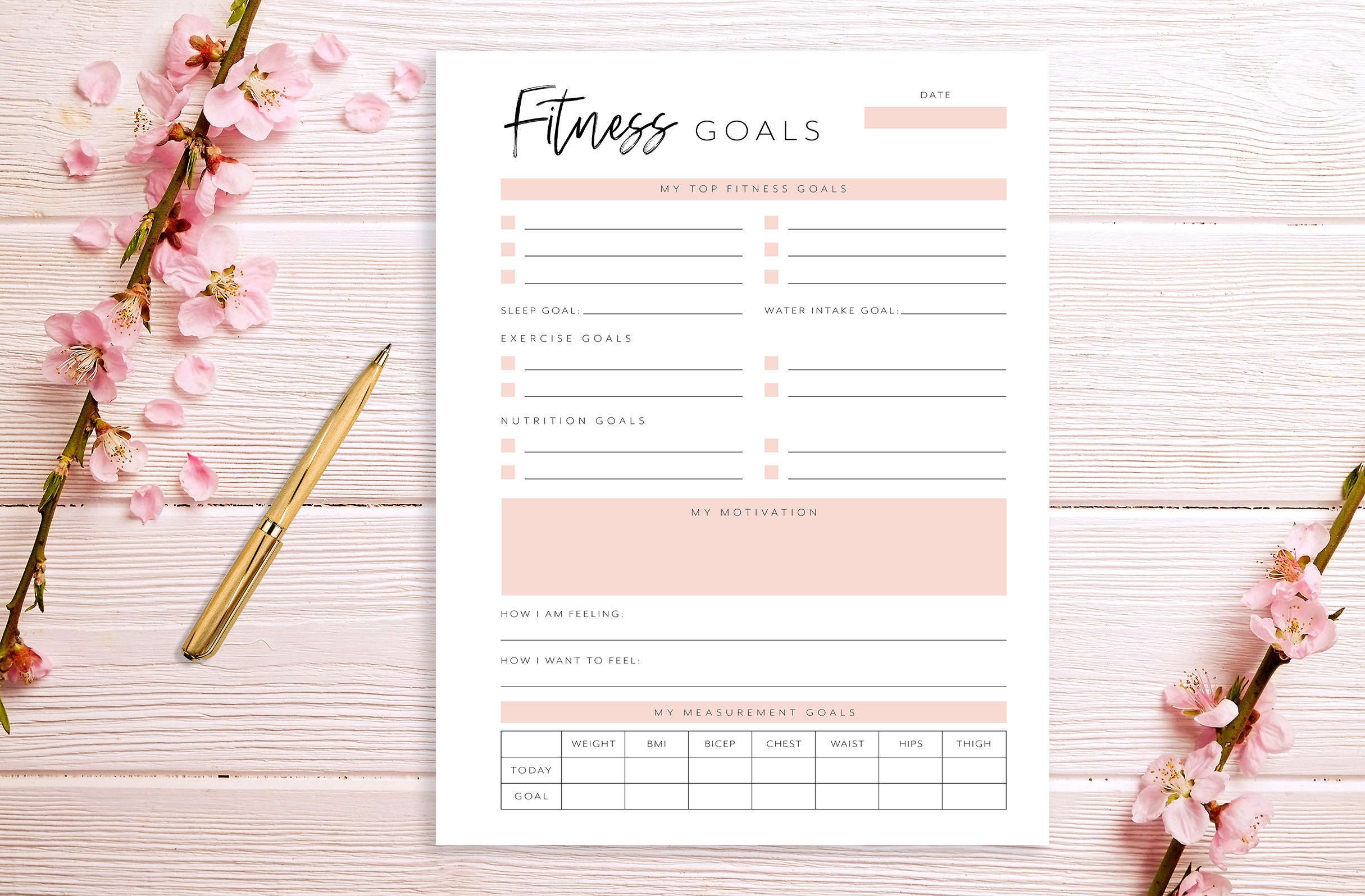 Fitness Goals Planner Page Fitness Planner Printable Health | Etsy