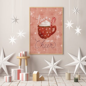 Printable Christmas Wall Art, Cup of Cheer Wall Art, Holiday Digital ...