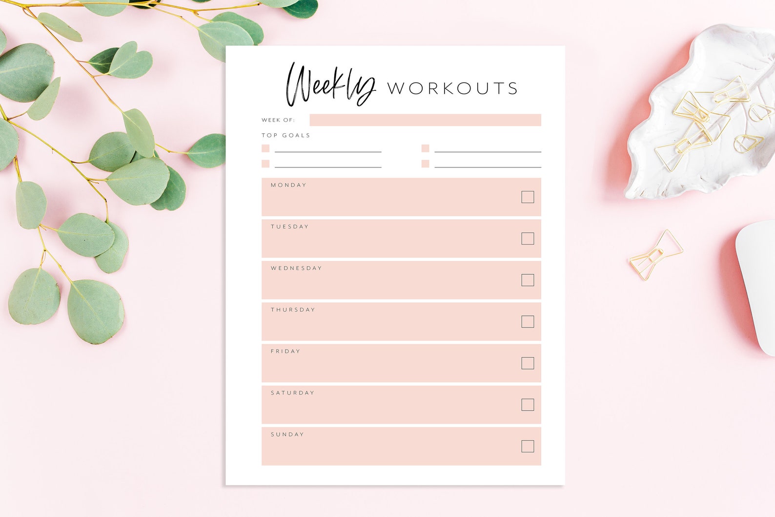 Weekly Workout Tracker Planner Page, Exercise Planner, Weekly Exercise ...