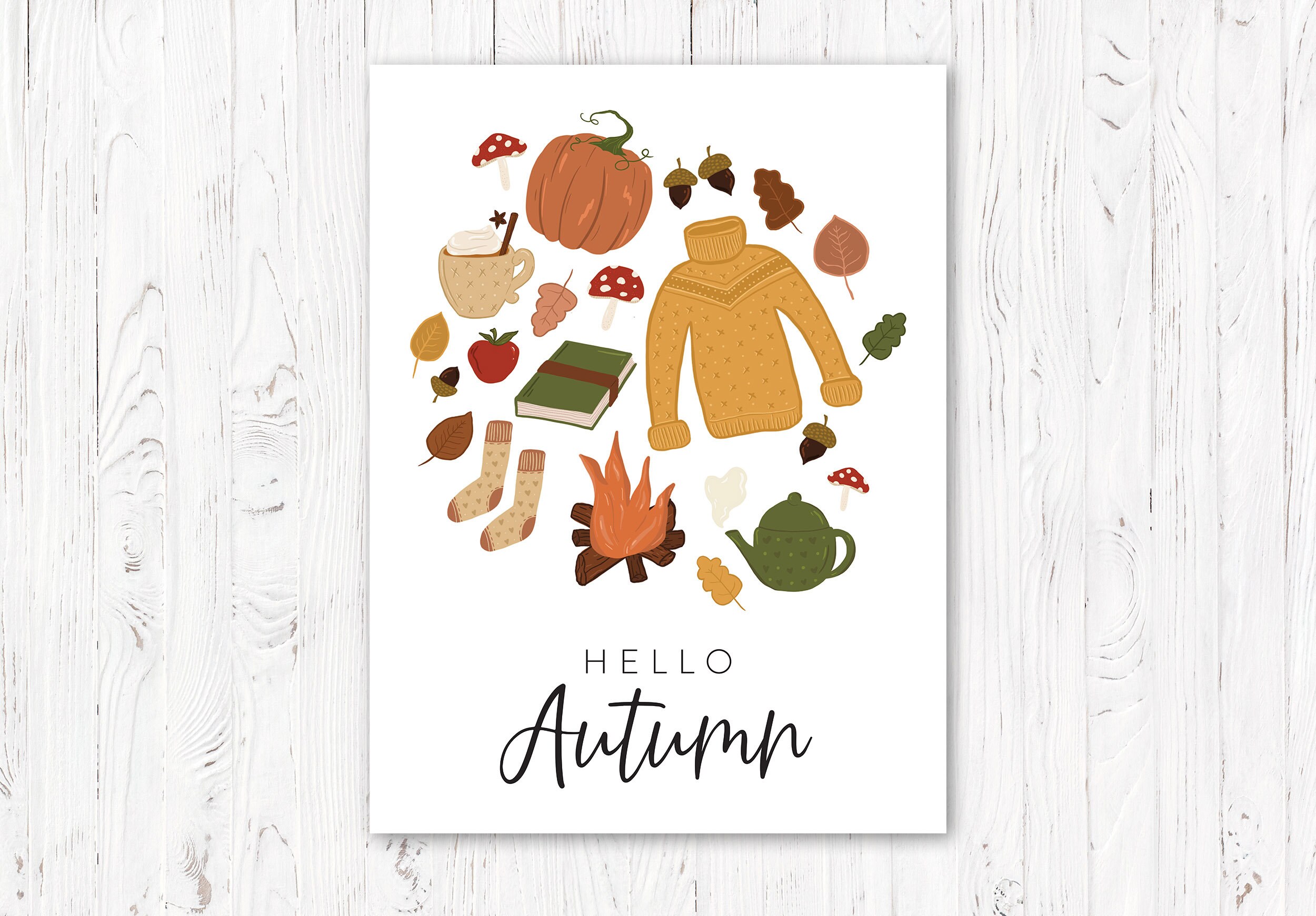 Printable Autumn Wall Art Fall Art Print Pumpkin Printable - Etsy