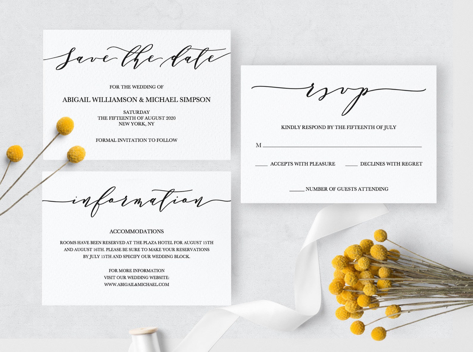 Wedding Invitation Set Printable Wedding Invitation Template - Etsy