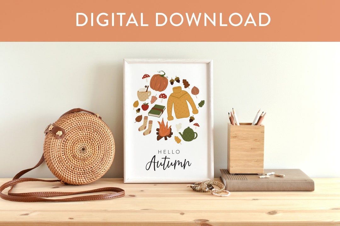 Printable Autumn Wall Art, Fall Art Print, Pumpkin Printable, Autumn ...