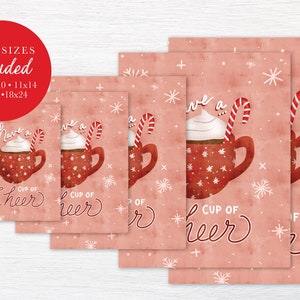 Printable Christmas Wall Art Cup of Cheer Wall Art Holiday - Etsy