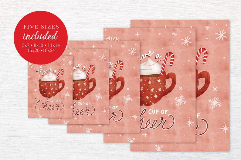 Printable Christmas Wall Art, Cup of Cheer Wall Art, Holiday Digital ...
