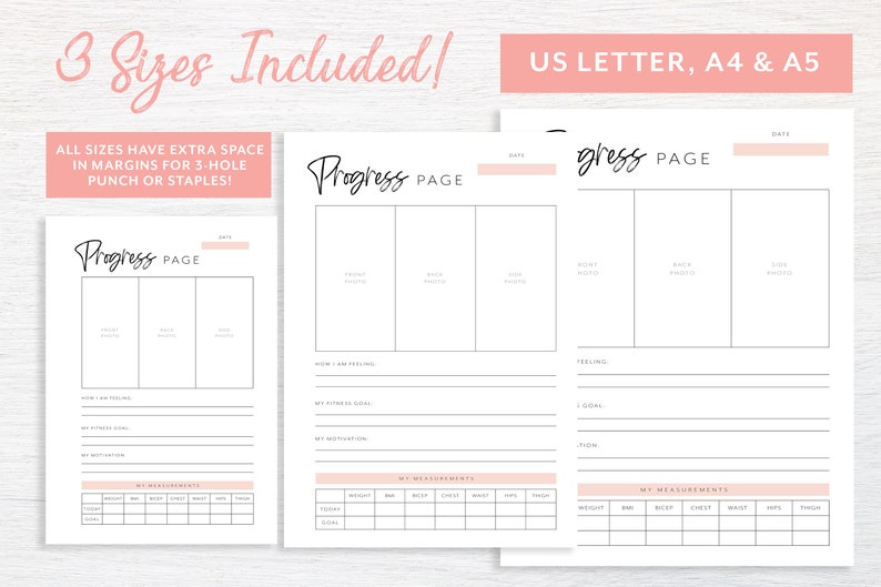 Fitness Progress Planner Pages Workout Progress Tracker - Etsy
